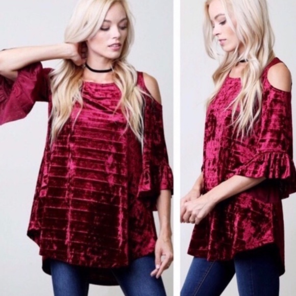 pinkbo_tique | Tops | Last Small Burgundy Velvet Top With Pockets ...